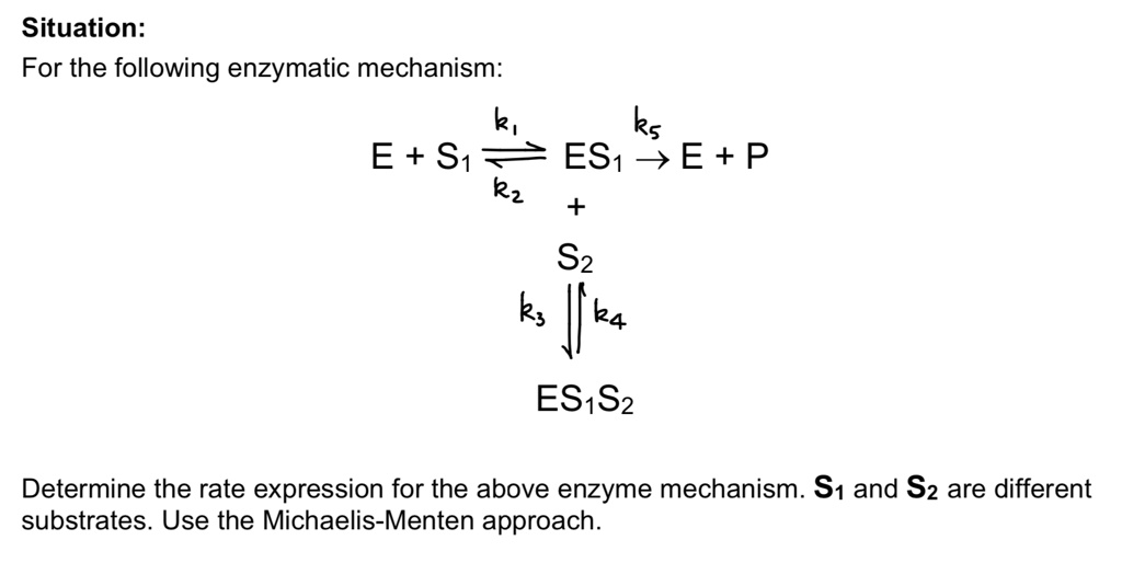 situation for the following enzymatic mechanism k rs e s1 es1 ep kz s2 ...