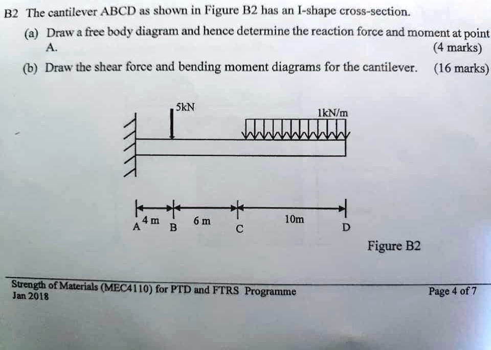 B2 The cantilever ABCD as shown in Figure B2 has an I-shaped cross ...