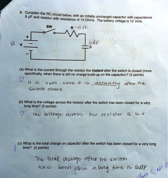 SOLVED: Consider the RC circuit with a 6 pF capacitor and a 10 Ohm resistor, as shown below. The ...