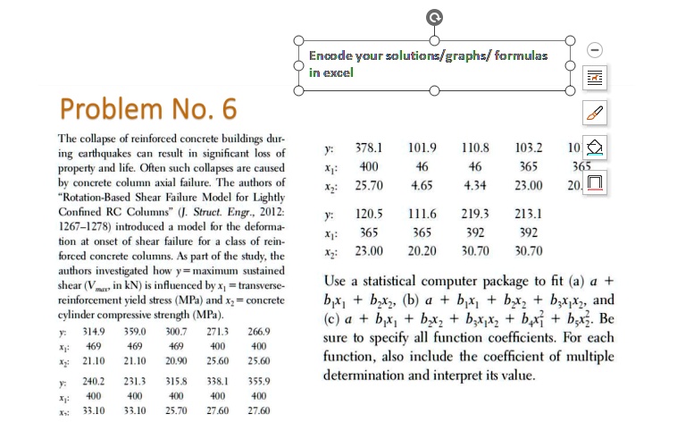 Solved Encode Your Solutionsgraphsformulas In Excel Problem No 6 4848