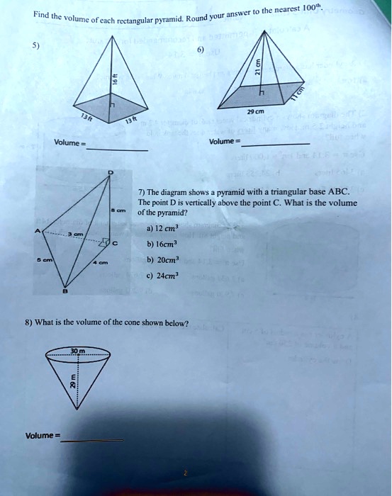 SOLVED:canit I00" Fud oW Jnauer the volume of cach rectangular PiTutnid ...