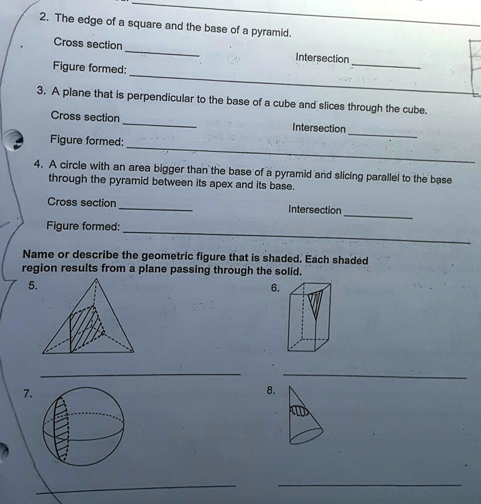 2. The edge of a square and the base of a pyramid. Cross section ...