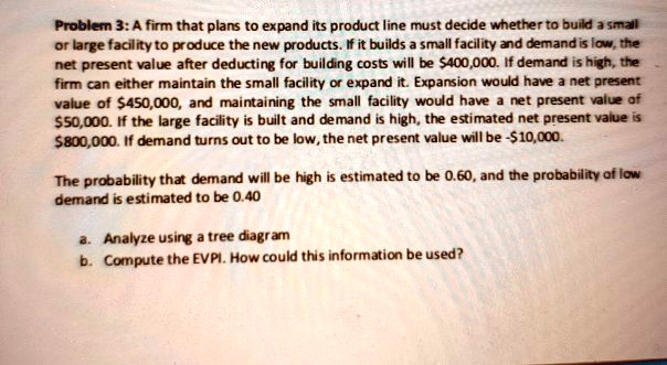 problem 3a firm that plans to expand its product line must decide ...