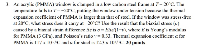 3. An acrylic (PMMA) window is clamped in a low carbon steel frame at T ...