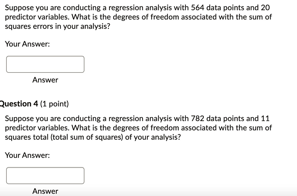 SOLVED: Suppose you are conducting a regression analysis with 564 data points and 20 predictor ...