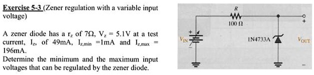 SOLVED: Exercise 5-3 (Zener regulation with a variable input voltage) A zener diode has a ...