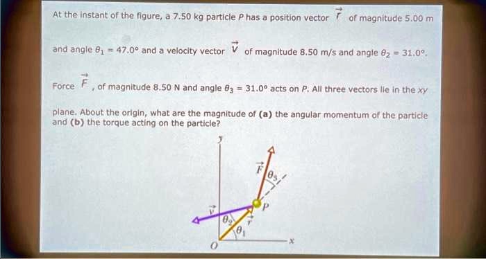 [GET ANSWER] At the instant of the figure, a 7.50 kg particle P has a position vector r⃗ of ...