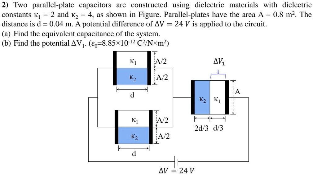2 Two Parallel Plate Capacitors Are Constructed Using Dielectric Materials With Dielectric