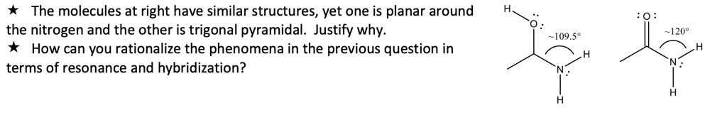 ? The molecules at right have similar structures, yet one is planar ...