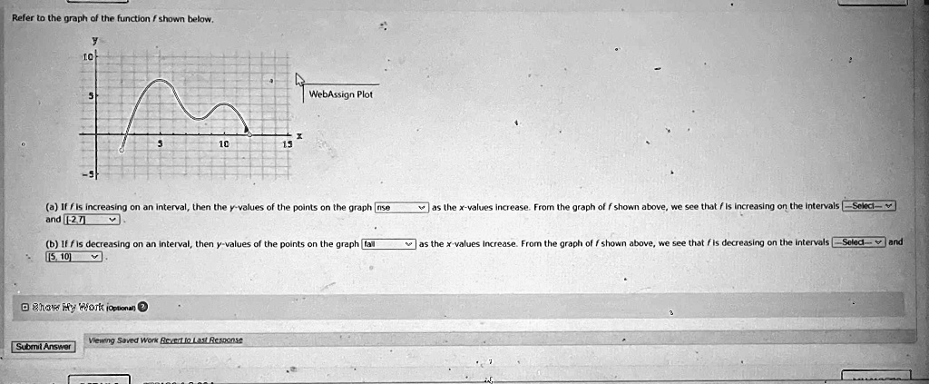 SOLVED: Refer to the graph of the function f shown below. (a) If f is increasing on an interval ...