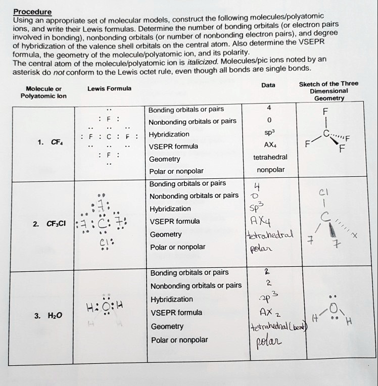 procedure using an appropriate set of molecular models construct the ...