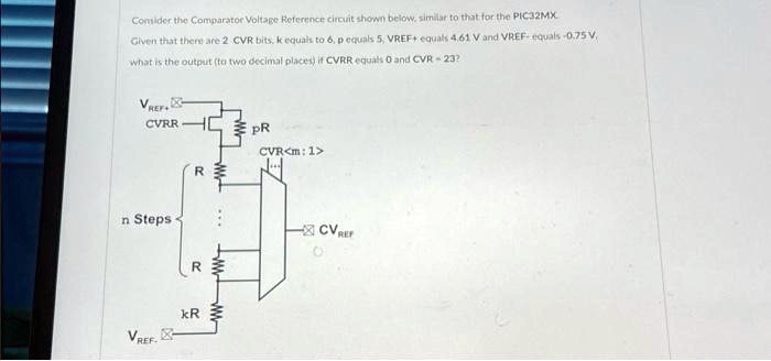 Consider the Comparator Voltage Reference circuit shown below, similar to that for the PIC32MX ...