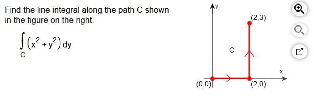 Find the line integral along the path C shown in the figure on the ...