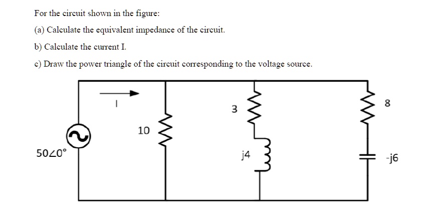 For the circuit shown in the figure: (a) Calculate the equivalent impedance of the circuit. b ...