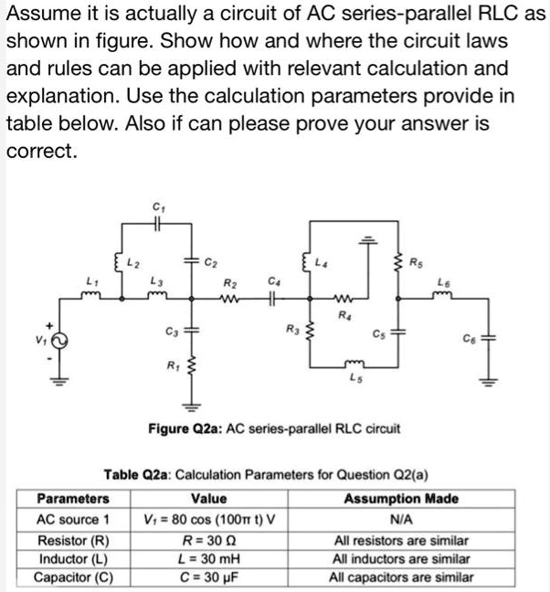 Assume it is actually a circuit of AC series-parallel RLC as shown in ...