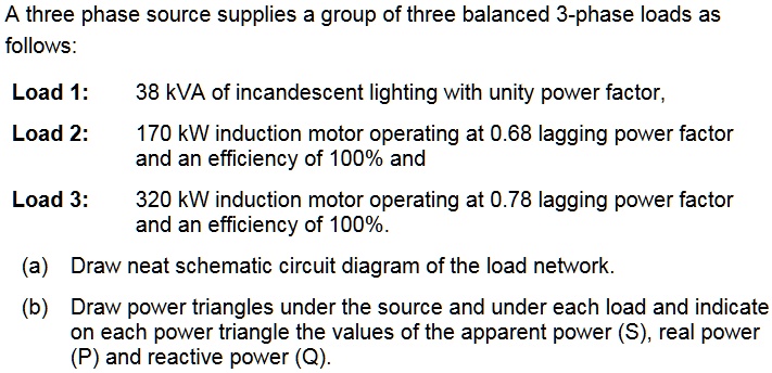 A three phase source supplies a group of three balanced 3-phase loads ...