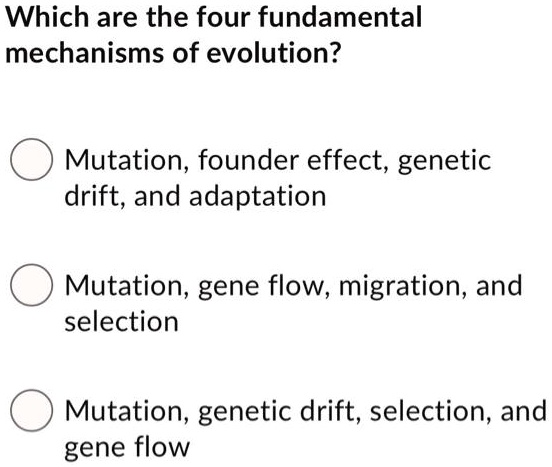 Which are the four fundamental mechanisms of evolution? Mutation ...