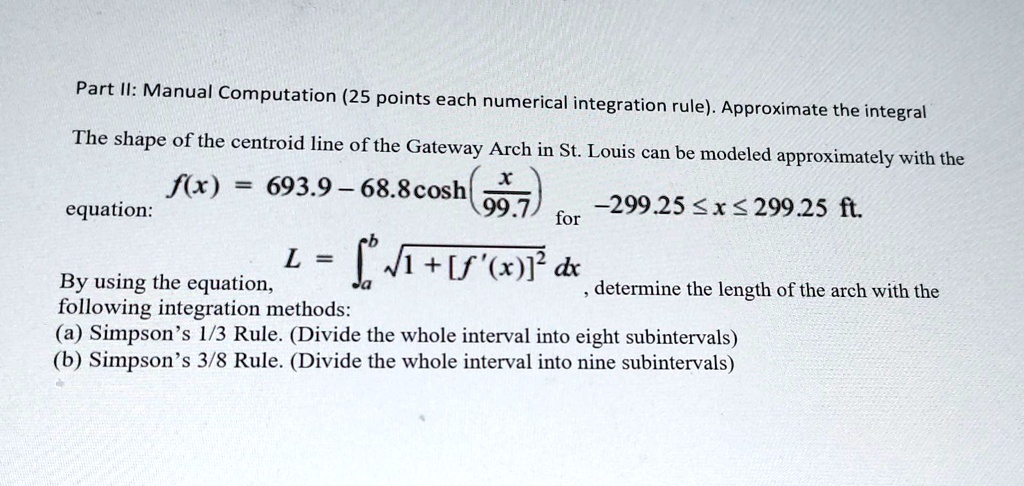Solved Part Ii Manual Computation 25 Points Each Numerical Integration Rule Approximate The