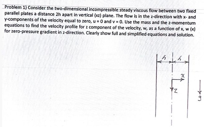 SOLVED: Problem 1Consider the two-dimensional incompressible steady viscous flow between two ...