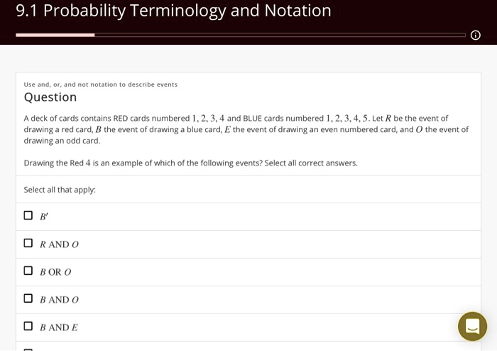 9.1 Probability Terminology and Notation Justine Manon descnue @uents Question: A deck of cards ...