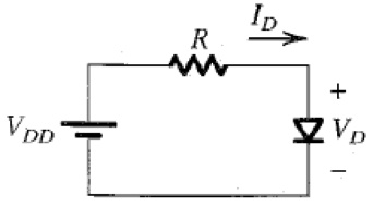 Determine the current ID and the diode voltage VD for the circuit below ...