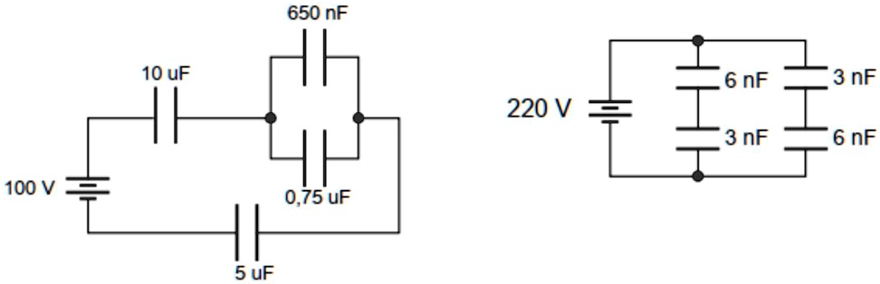 SOLVED: In the following circuits determine the voltage and charge of ...
