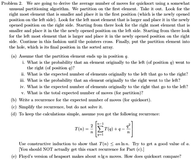 SOLVED:Problem 2. We are going to derive the average number of moves ...