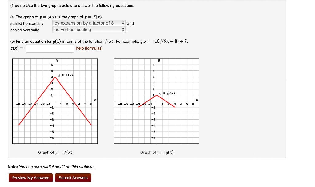 point use the two graphs below to answer the following questions a the graph of y gx is the ...