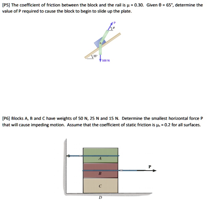 [P5] The coefficient of friction between the block and the rail is µ ...