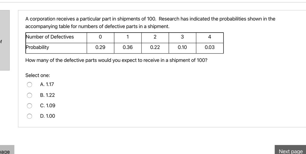 SOLVED: A corporation receives a particular part in shipments of 100 ...