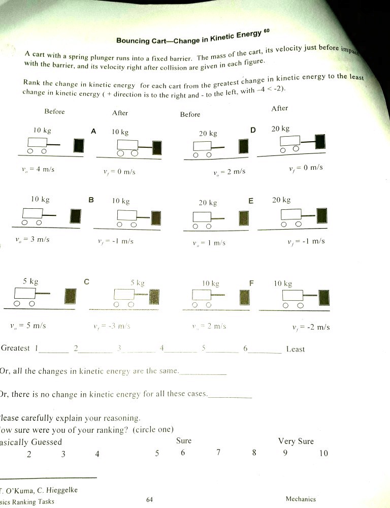 SOLVED: Kinetic Energy Bouncing Cart Change in carl, its velocity just ...