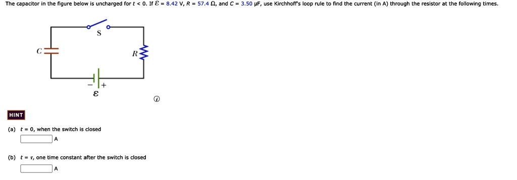 SOLVED: The capacitor the figure below uncharged for If € = 8,42 V, R ...