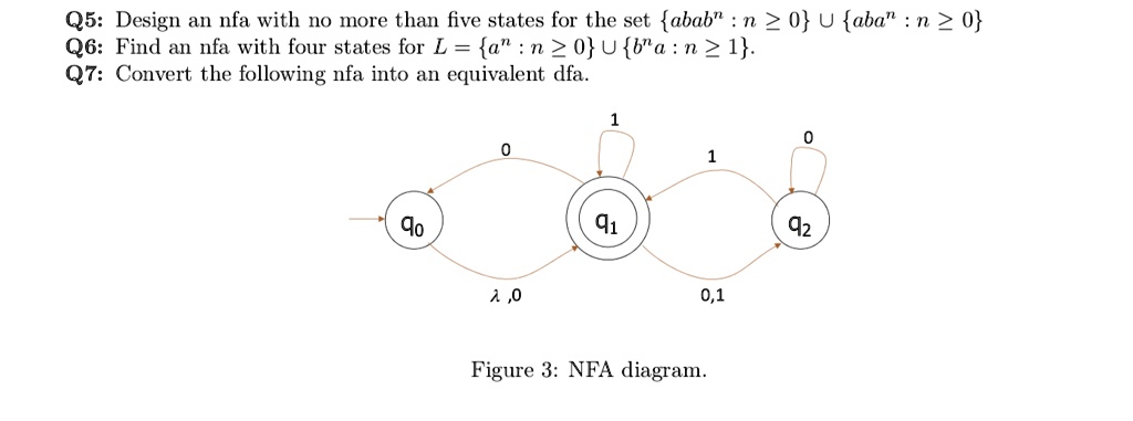 q5 design an nfa with no more than five states for the set abab n 0 ...