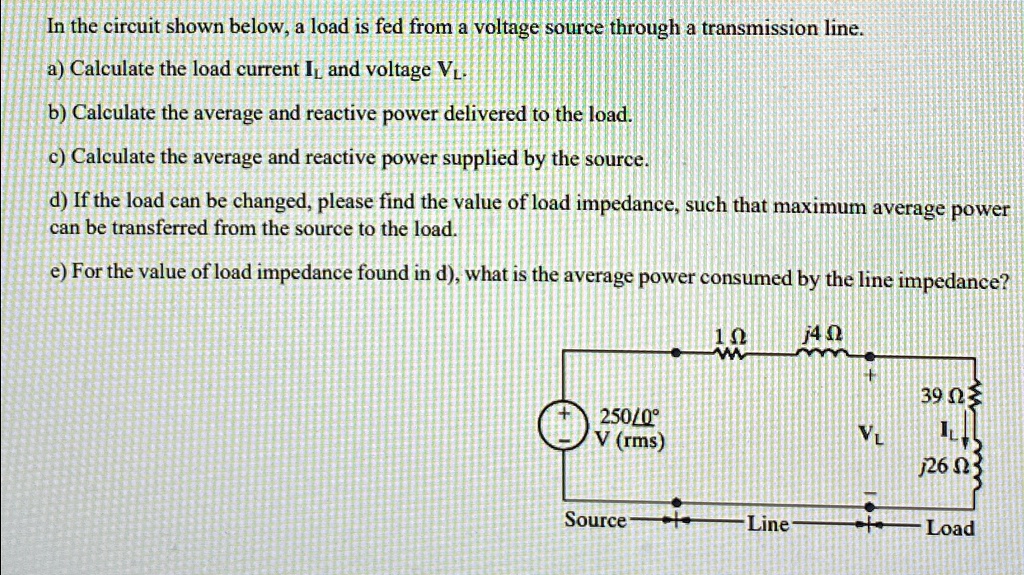 In the circuit shown below, a load is fed from a voltage source through a transmission line. a ...