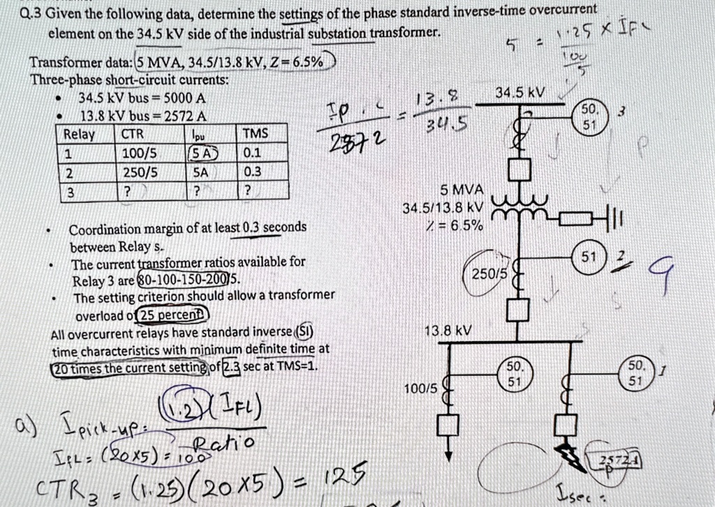 Q3 Given The Following Data Determine The Settings Of The Phase Standard Inverse Time