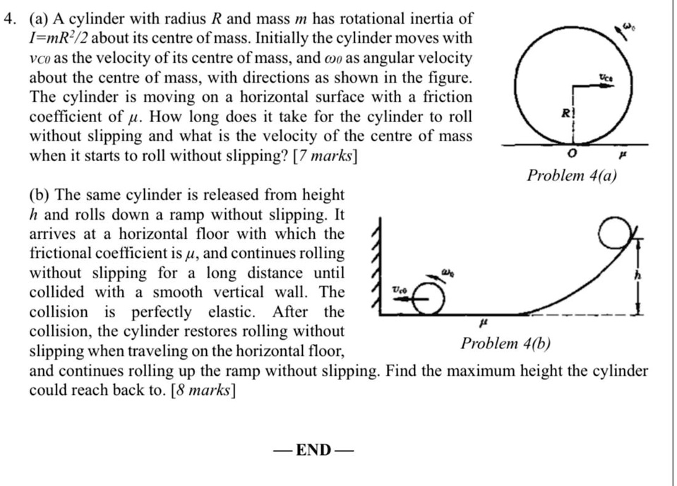 SOLVED: A cylinder with radius R and mass m has a rotational inertia of ...