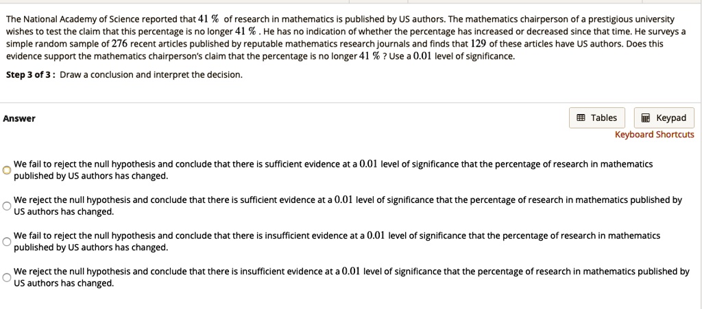 The National Academy of Science reported that 41% of research in mathematics is published by US ...