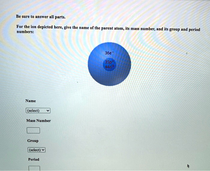 SOLVED: For the ion depicted here, give the name of the parent atom ...