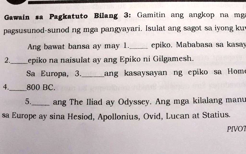 SOLVED: Gawain sa Pagkatuto Bilang 3: Gamitin ang angkop na mge ... SOLVED: Gawain sa Pagkatuto Bilang 3: Gamitin ang angkop na mge ...