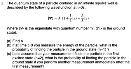 SOLVED: The quantum state of a particle confined in an infinite square well is described by the ...