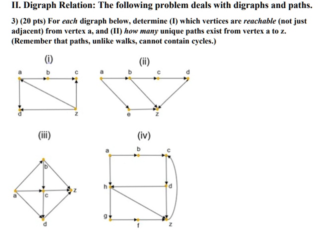 SOLVED: Texts: I. Digraph Relation: The following problem deals with ...