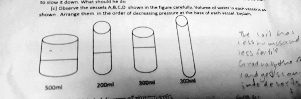observe the vessels abcd shown in the figure carefully volume of water in each vessel is as ...