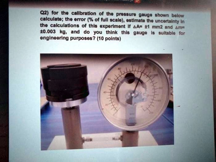 SOLVED: Q2 for the calibration of the pressure gauge shown below ...
