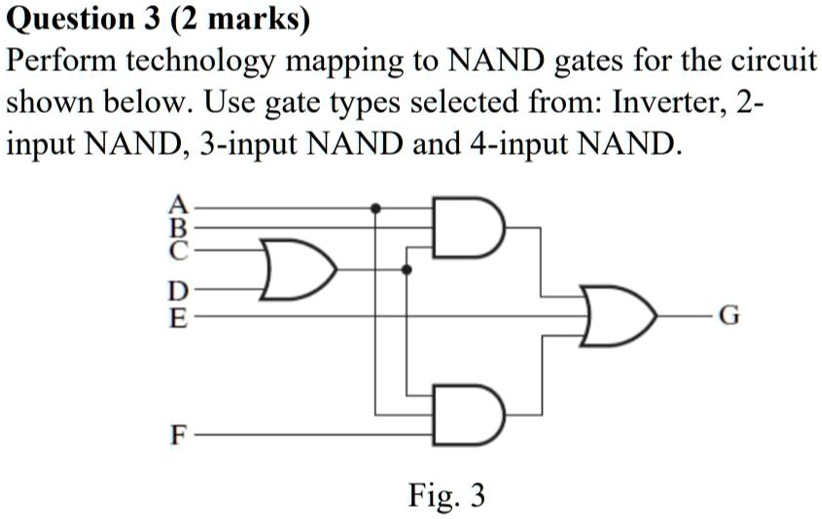 SOLVED: Question 3 (2 marks) Perform technology mapping to NAND gates ...