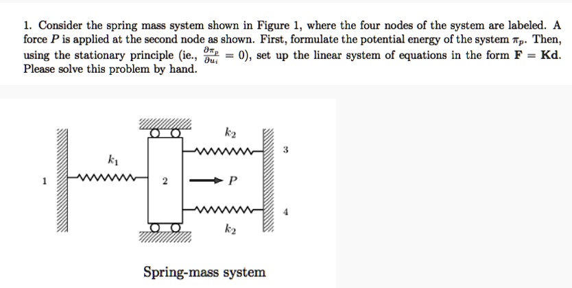 Consider the spring mass system shown in Figure 1, where the four nodes ...