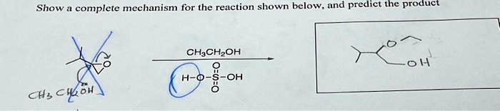 SOLVED: Show a complete mechanism for the reaction shown below and predict the product. CH3CH2OH ...