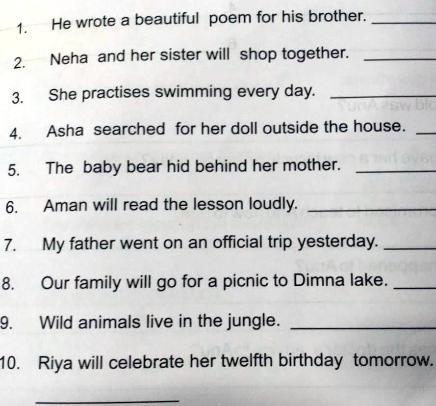 underline the verbs in the sentences given below and state whether the ...