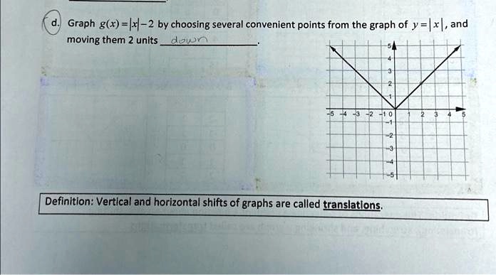 SOLVED: Texts: d. Graph g(x) = x - 2 by choosing several convenient ...