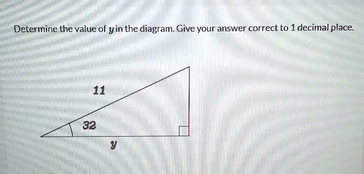 SOLVED: Determine the value of yin the diagram Give your answer correct to 1 decimal place 11 32