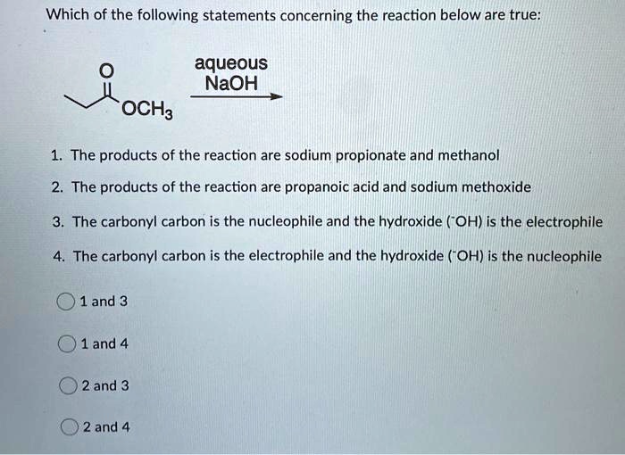 SOLVED: Which of the following statements concerning the reaction below ...